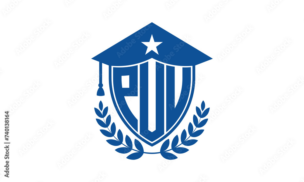 PUU three letter iconic academic logo design vector template. monogram ...