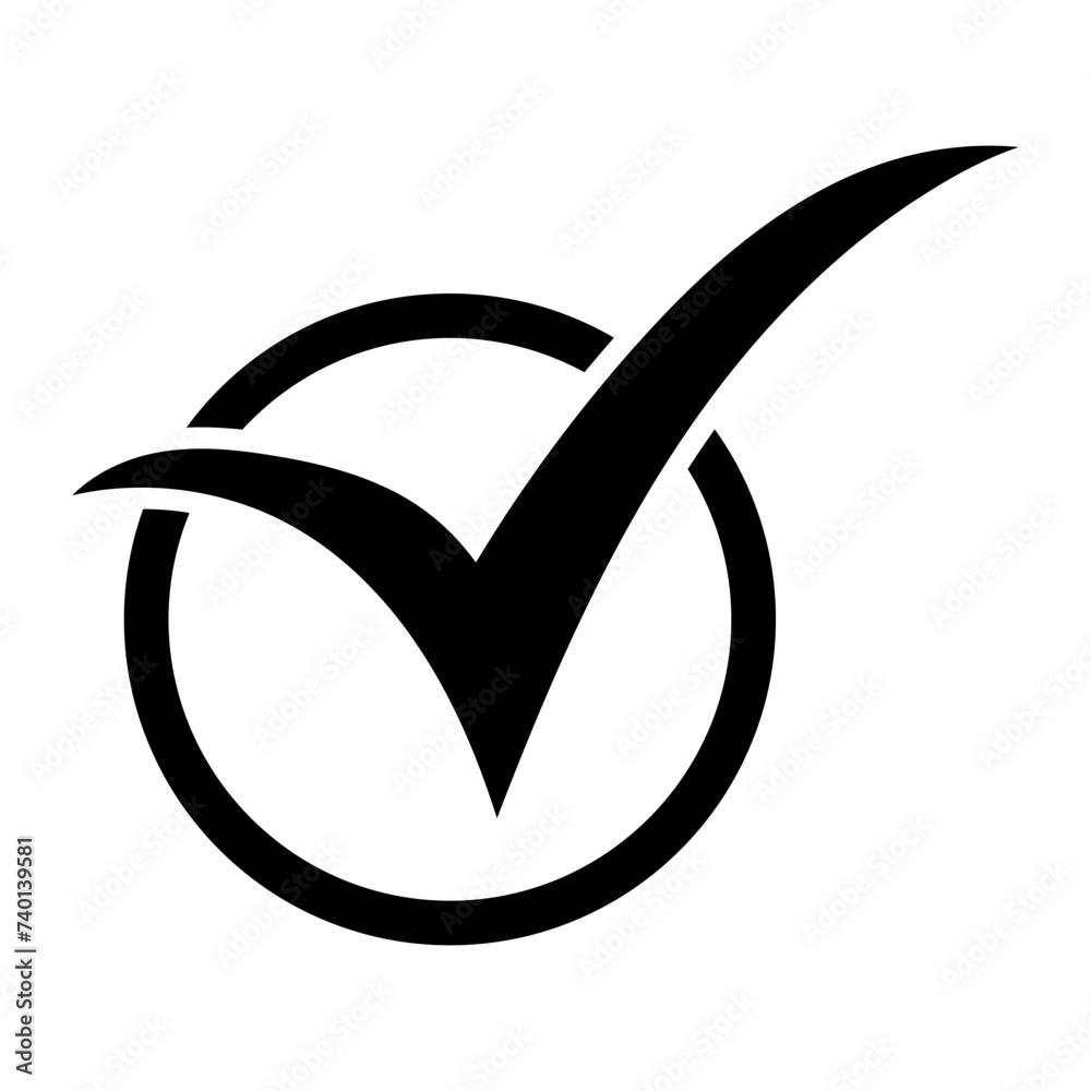 Check mark icon. Circle tick approved modern symbol. Vector illustration isolated on white ...