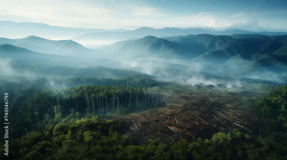 Vast deforested areas capturing the logging. The loss of trees and ...