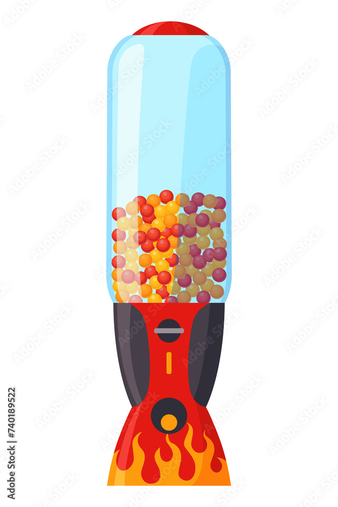 Gumball machine icon. Transparent round glass candy dispenser with ...