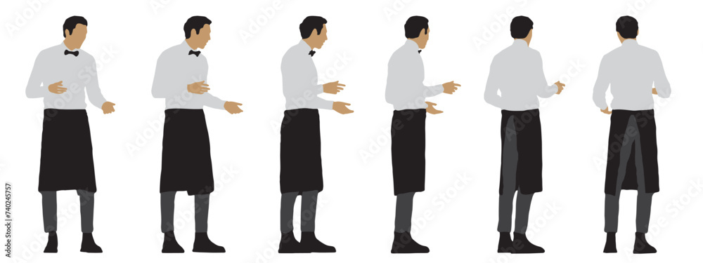 Vector concept conceptual black silhouette of a male waiter taking an ...
