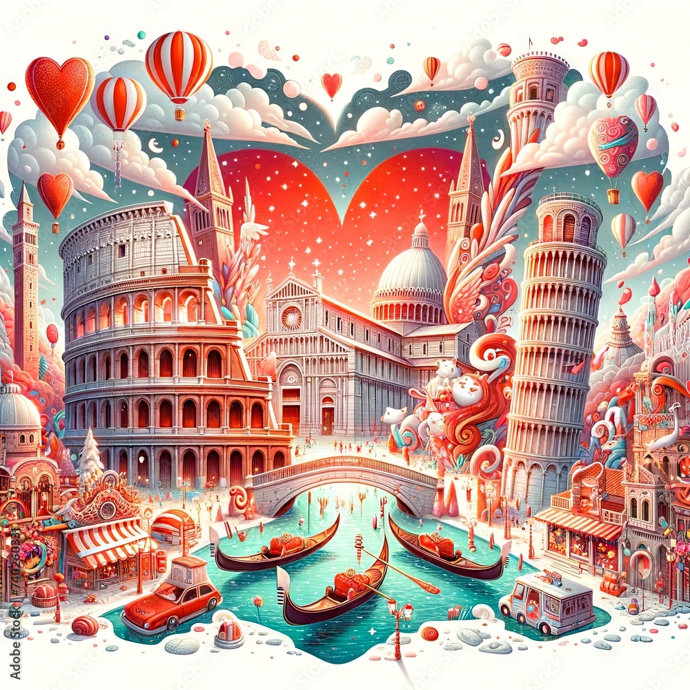 Wonderful views of Italy with iconic landmarks such as the Colosseum ...