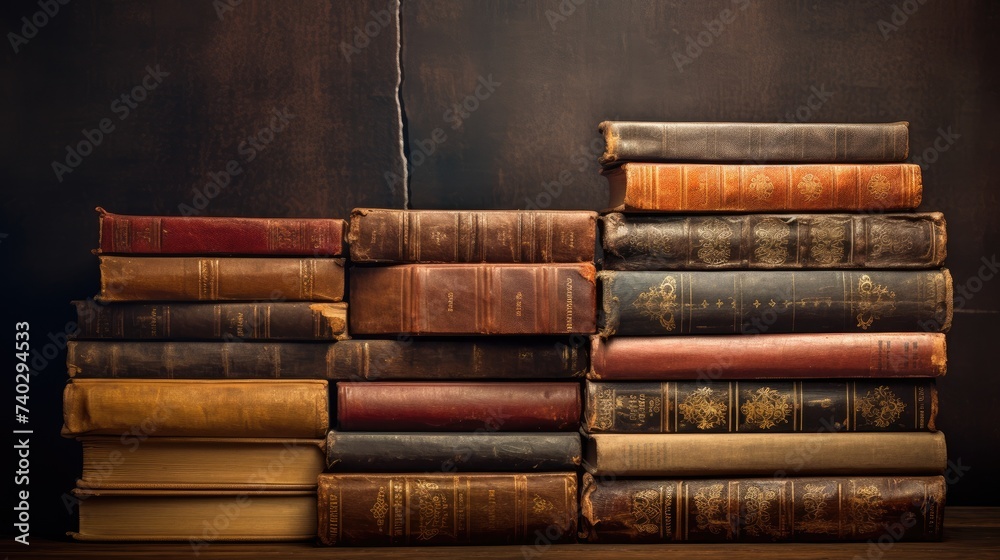 Vintage Book Stack Creates a Rich Texture for Background Design ...