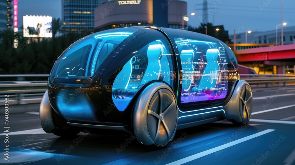 Stock-Foto „futuristic autonomous car with transparent OLED displays ...