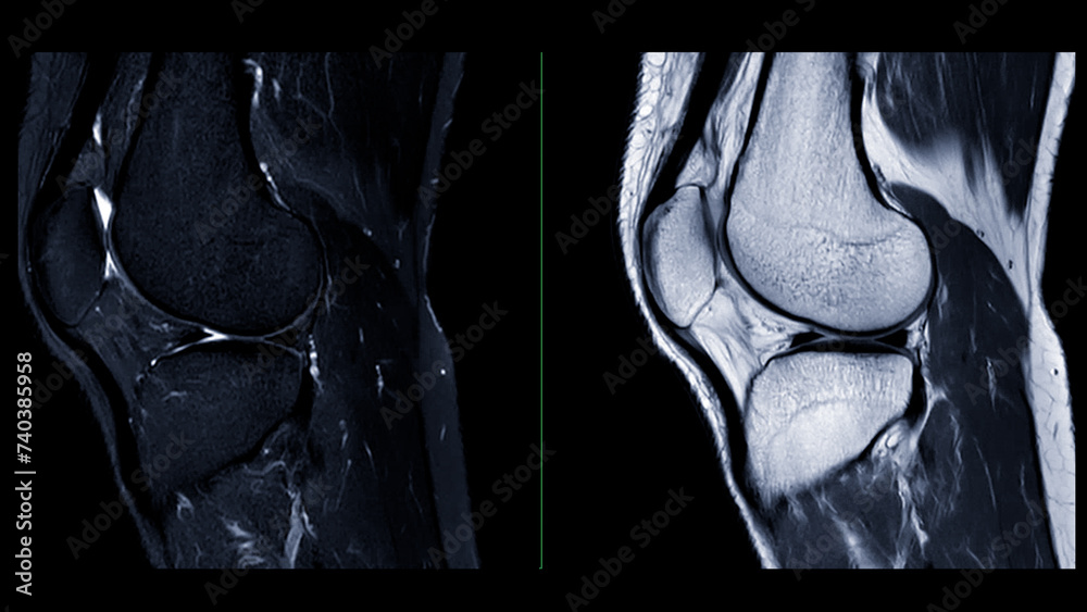 Magnetic resonance imaging or MRI of knee joint. This diagnostic ...
