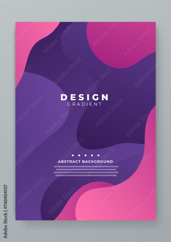 Pink and purple violet abstract gradient cover with fluid wave shapes ...