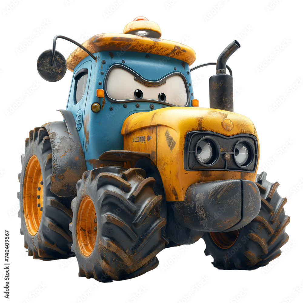 An angry farm tractor. Cartoon character, caricature, funny. PNG Image ...