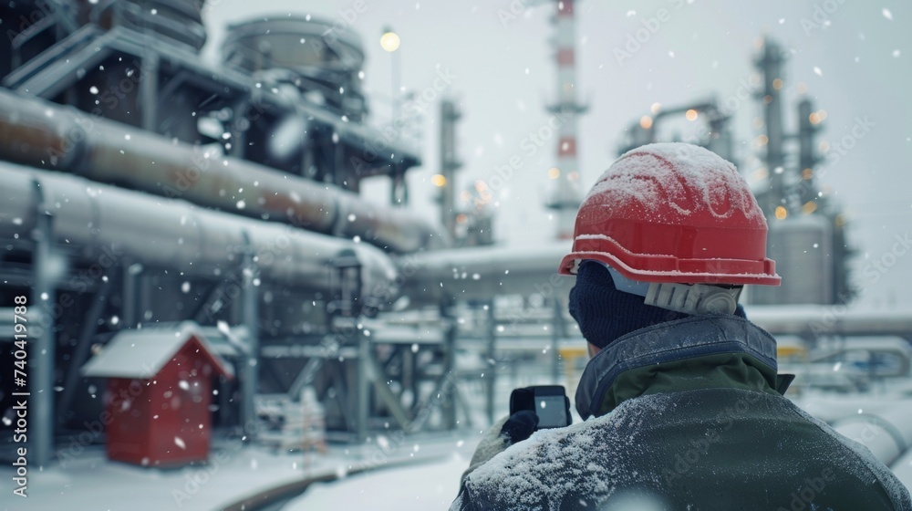 A lone engineer, architect, and worker stand in awe, hard hats dusted ...