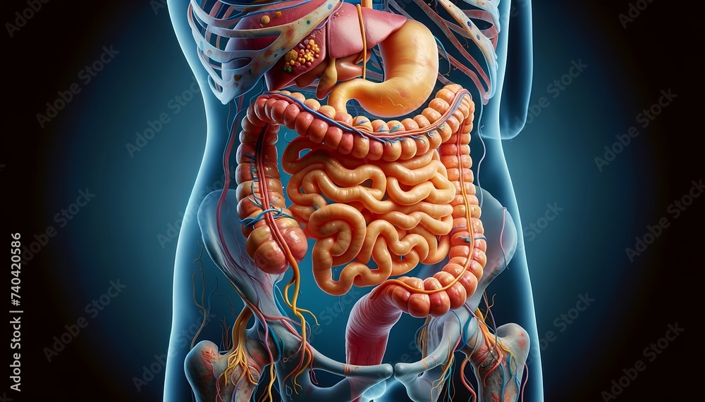 Human digestive system anatomy, 3d visualization medical and study ...