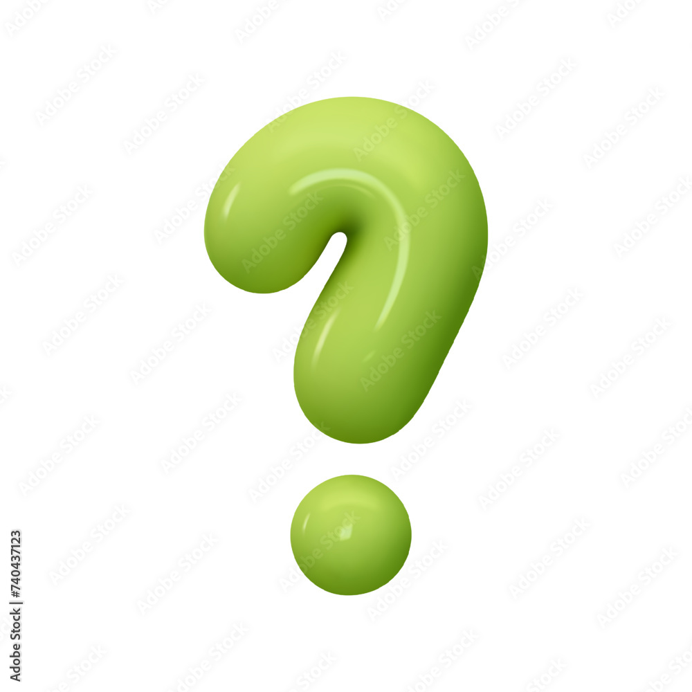 Symbols Question mark. Sign green color. Realistic 3d design in cartoon ...