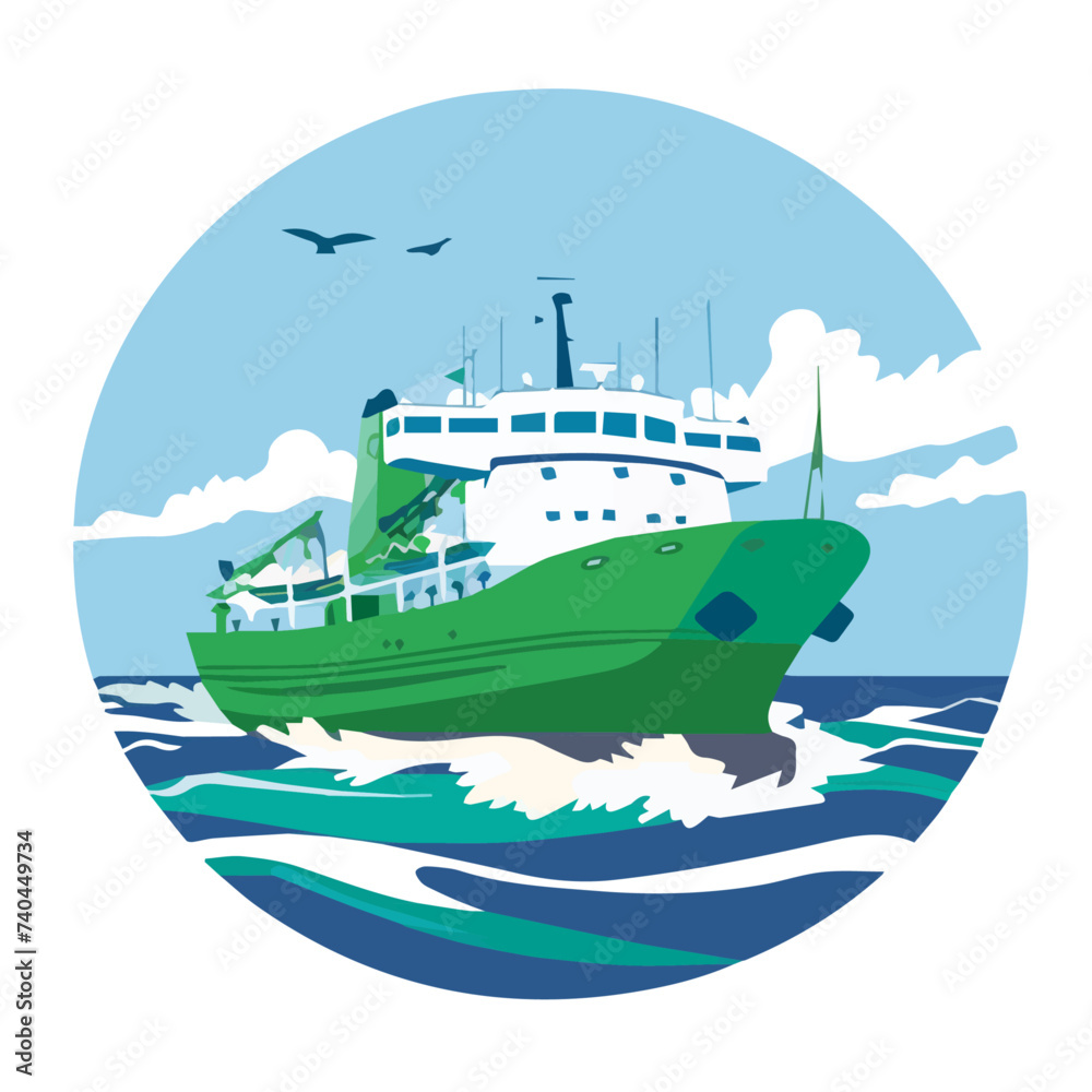 Green shipping in the sea, future city, green finance container cargo ...