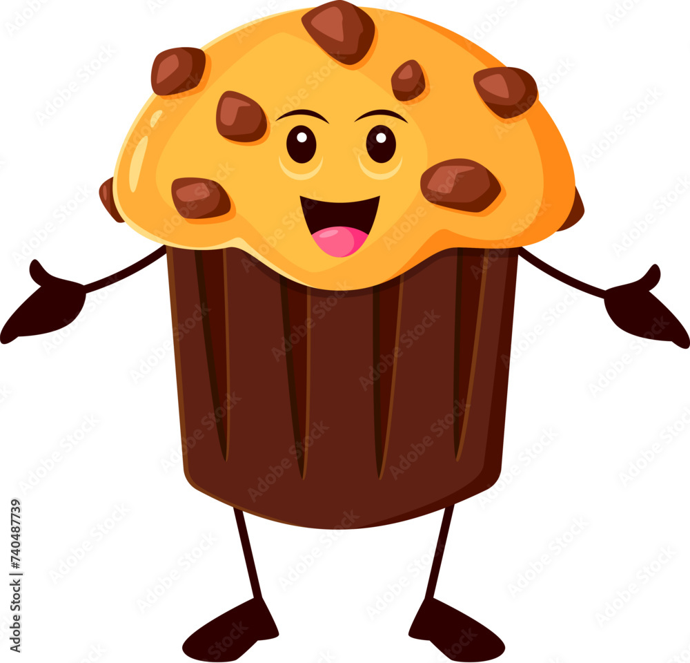 Stock-Vektorgrafik „Cartoon funny chocolate muffin bakery character ...