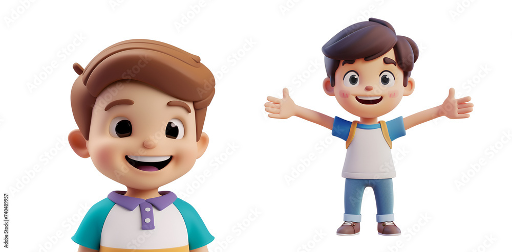 Happy Boy in 3D: A Simple Cartoon Render Set Collection for Children’s ...