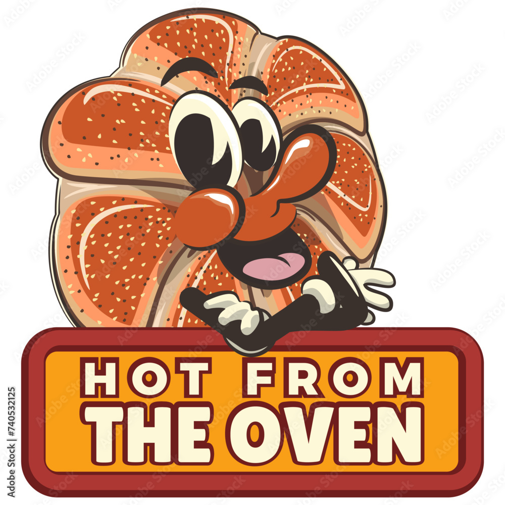 vector isolated clip art illustration of cute bagel rolls mascot ...