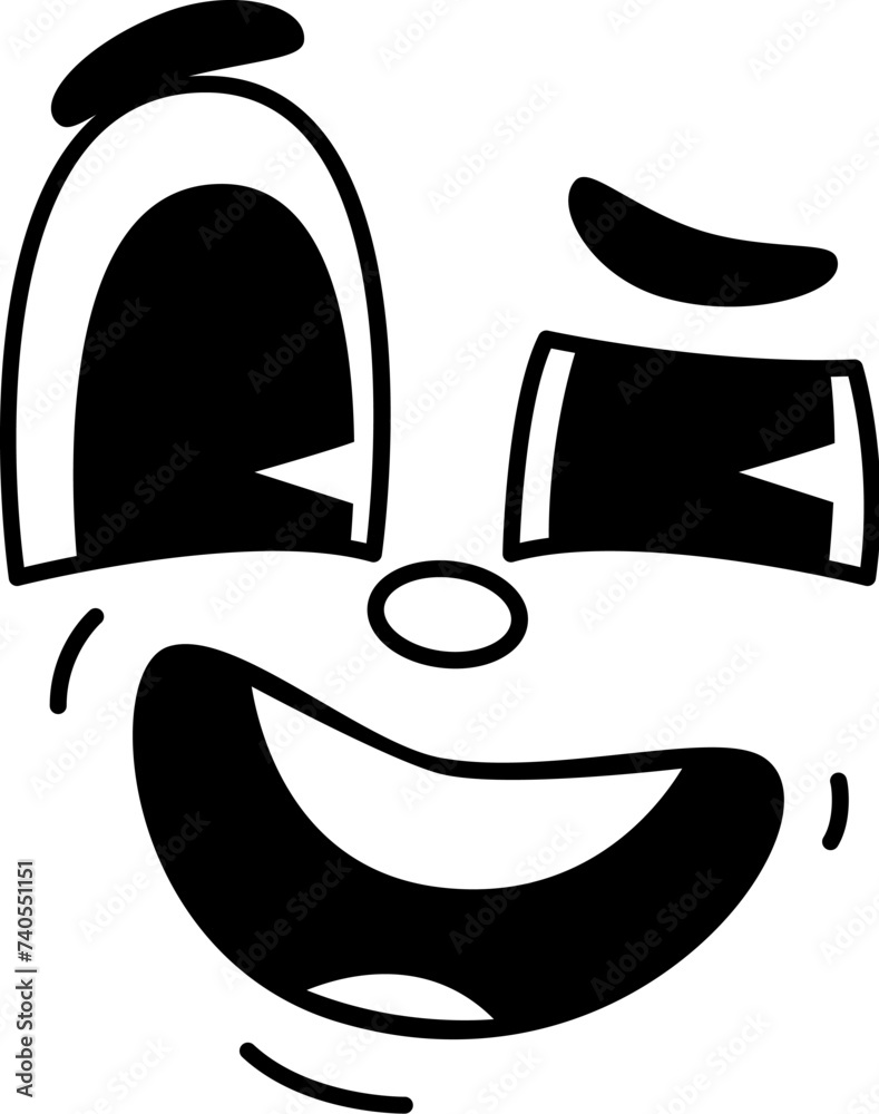 Vector de Stock Cartoon face or groovie emoji and funny comic character ...