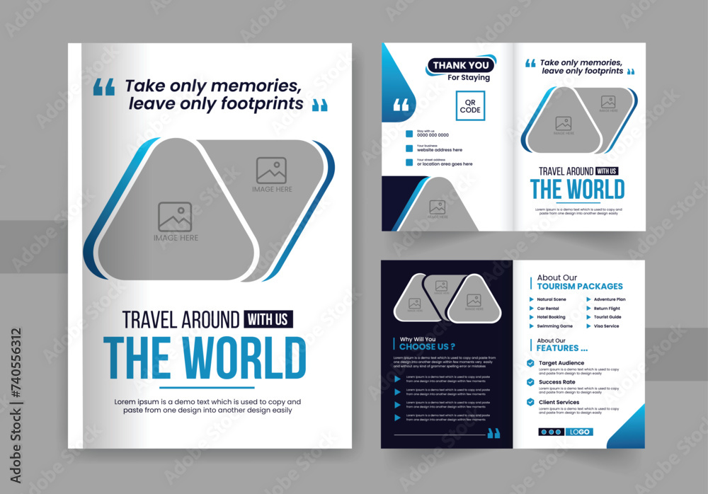 Travelling agency bifold brochure design and creative corporate ...