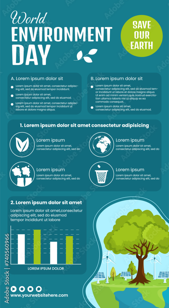 Environment Day Infographic Flat Cartoon Hand Drawn Templates ...