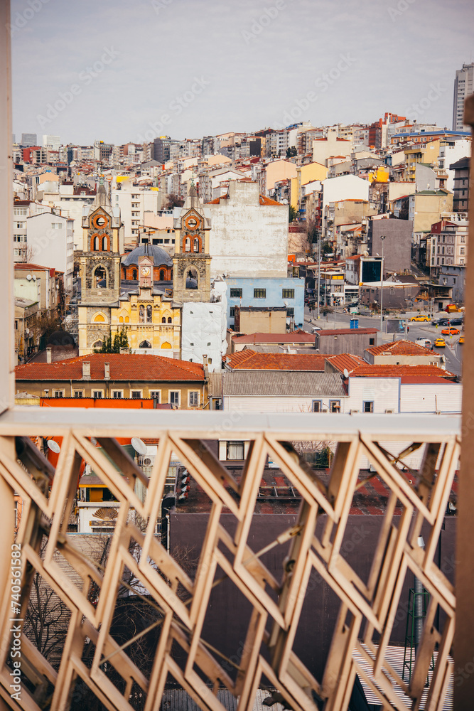 View of Istanbul neighborhood seen from the terrace of Arter Art Museum ...
