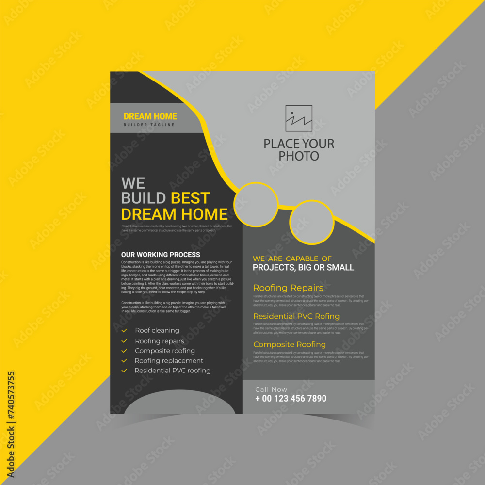 Modern and clean construction flyer design, a4 poster, a4 brochure ...