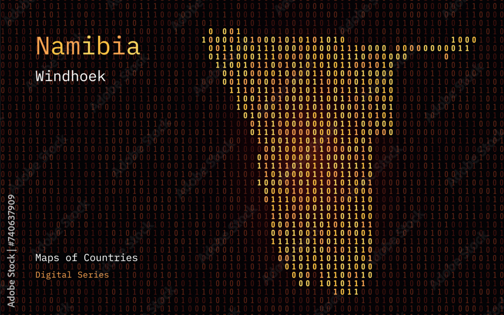 Vector de Stock Namibia Map Shown in Binary Code Pattern. TSMC. Matrix ...