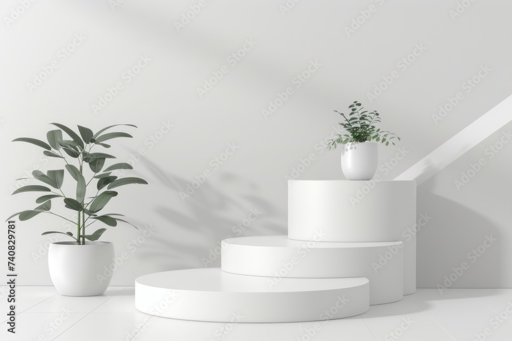 Versatile 3D rendered podium presentation mockup with transparent ...