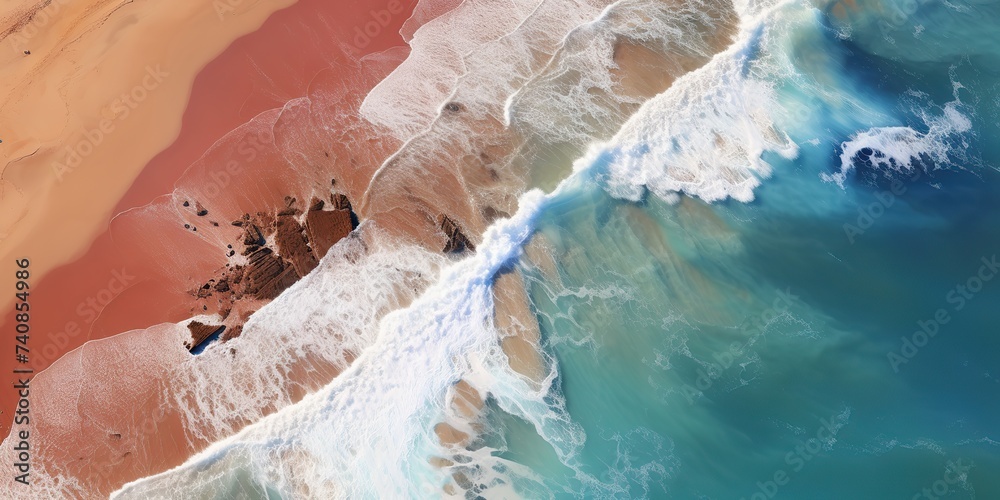 Aerial top view drom drone of a beautiful coastside waves sea ocean ...