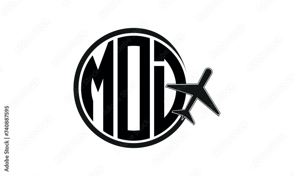 MOD three initial letter circle tour & travel agency logo design vector ...