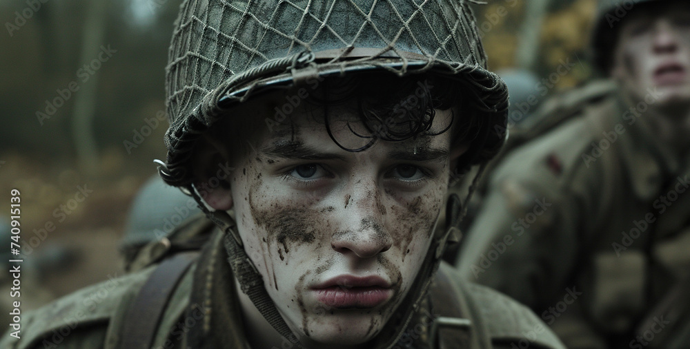 military group of british army soldiers at world war two battle Stock ...