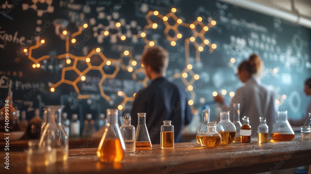 In a chemistry laboratory, students conduct experiments to synthesize ...