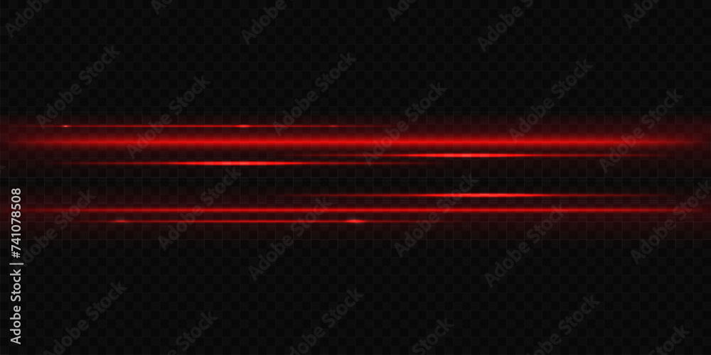 Vector illustration of red laser beams. Neon scanner lights isolated on ...