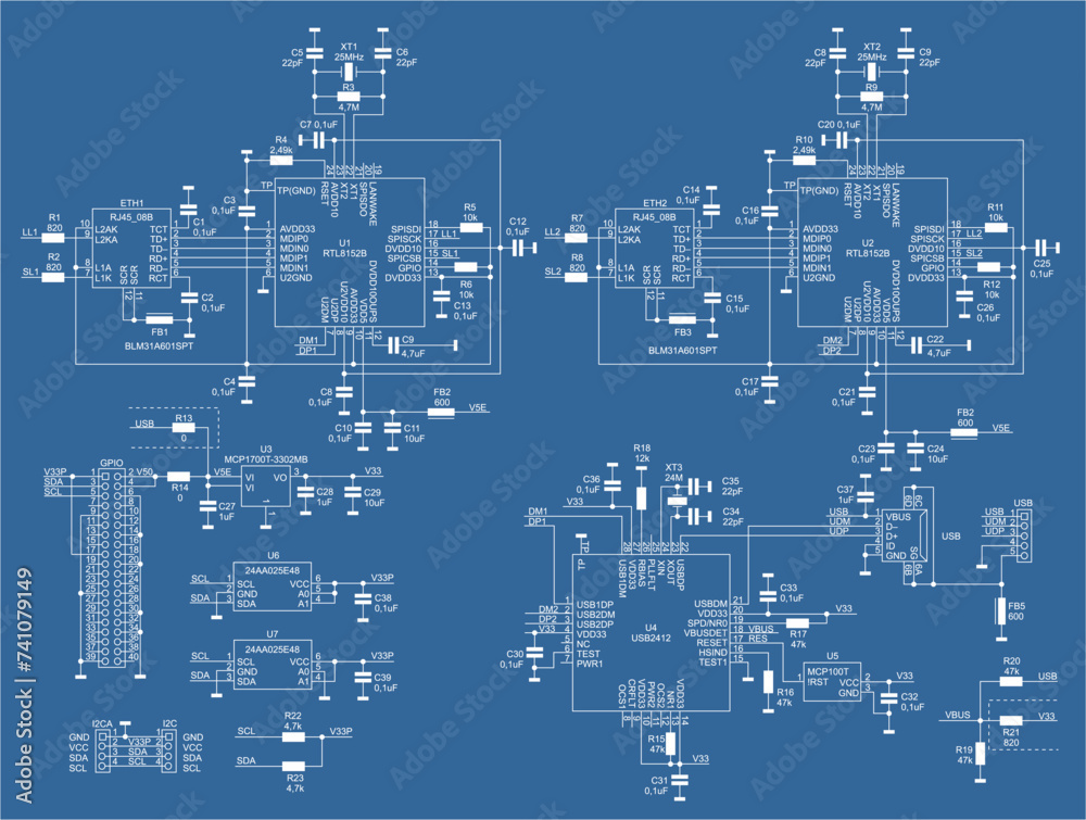 Vector de Stock Schematic diagram of electronic device. Vector drawing ...