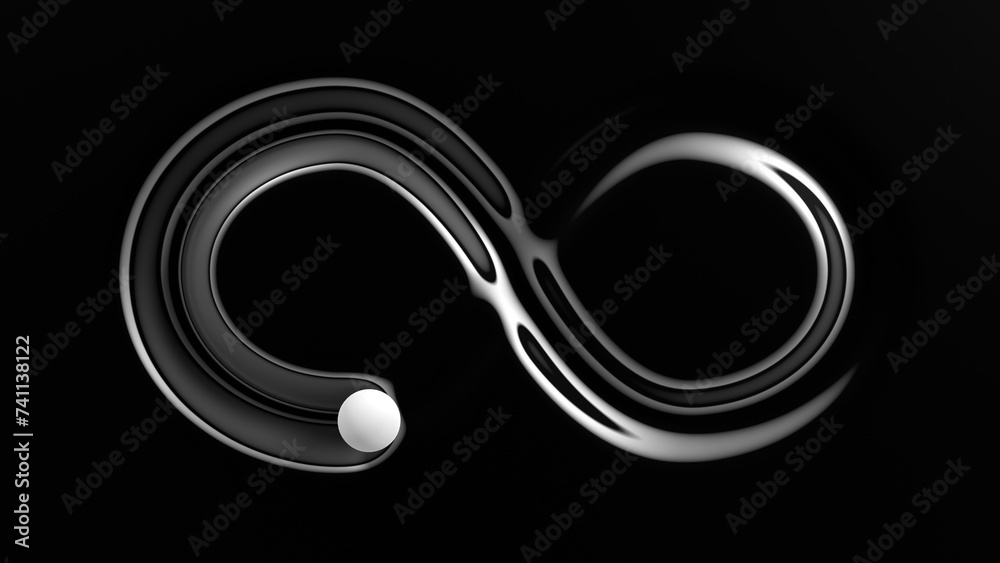 infinity sign also called lemniscate ink liquid flow 3d illustration ...