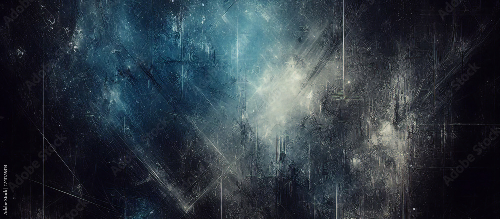 Glitter mist. Paint water splash. Magic spell. Blue silver gray color ...