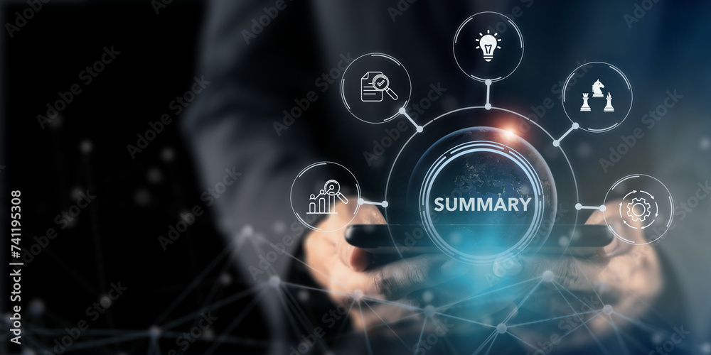 Summary concept. Summarize data, information, past performance analysis ...