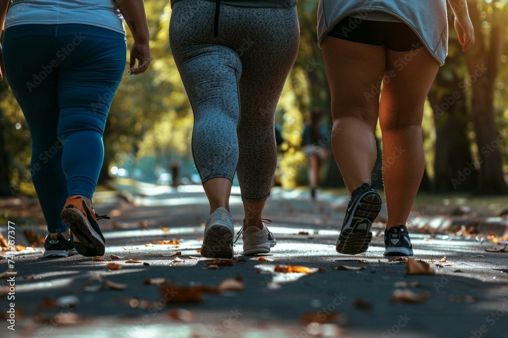 Inclusive Walk: Overweight individuals strolling with confidence on ...