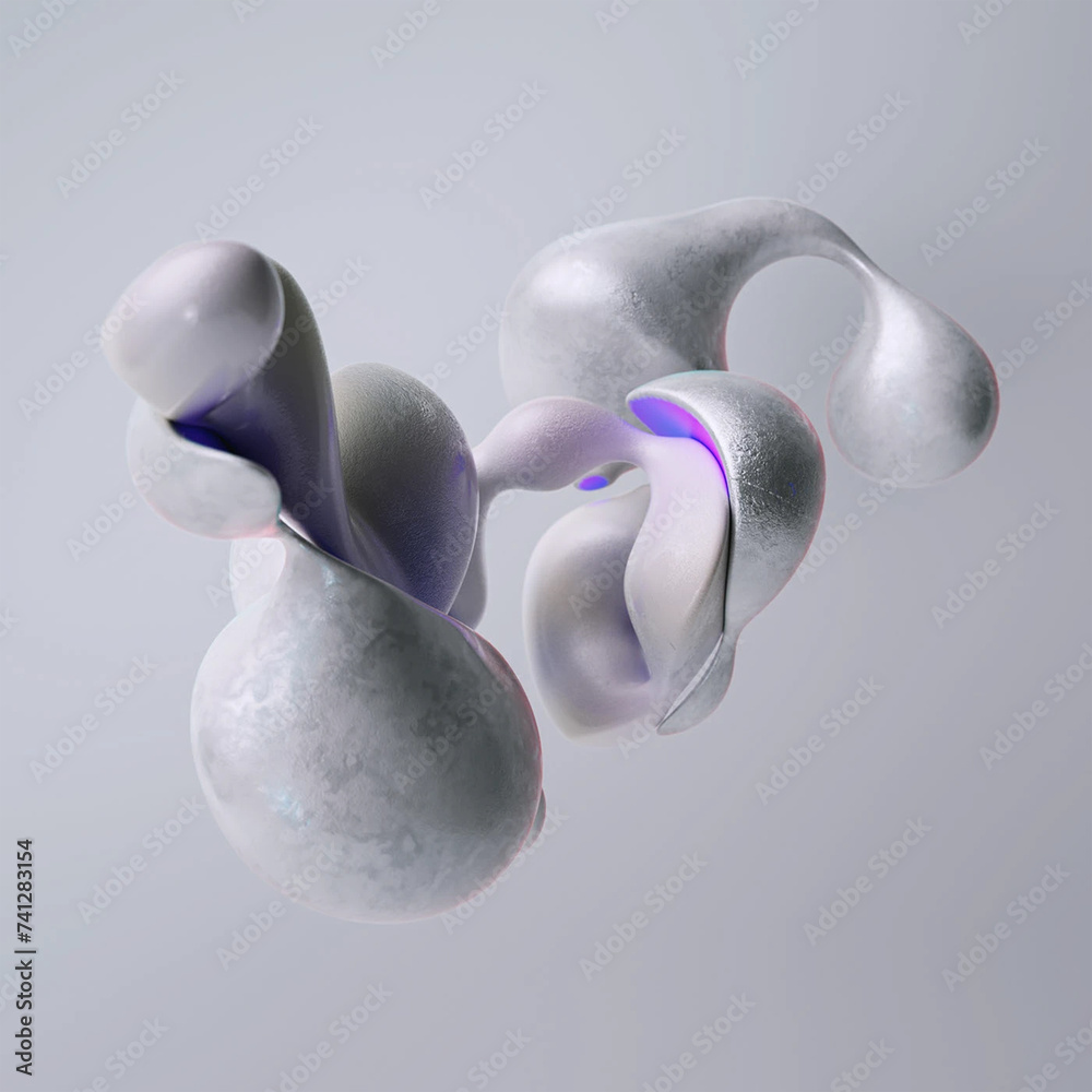 Crystal with 3D rendering abstract 3d shape, blue and purple gradient ...