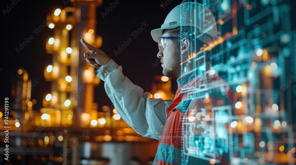 The engineer monitored the fuel levels at the oil rig, while the double ...