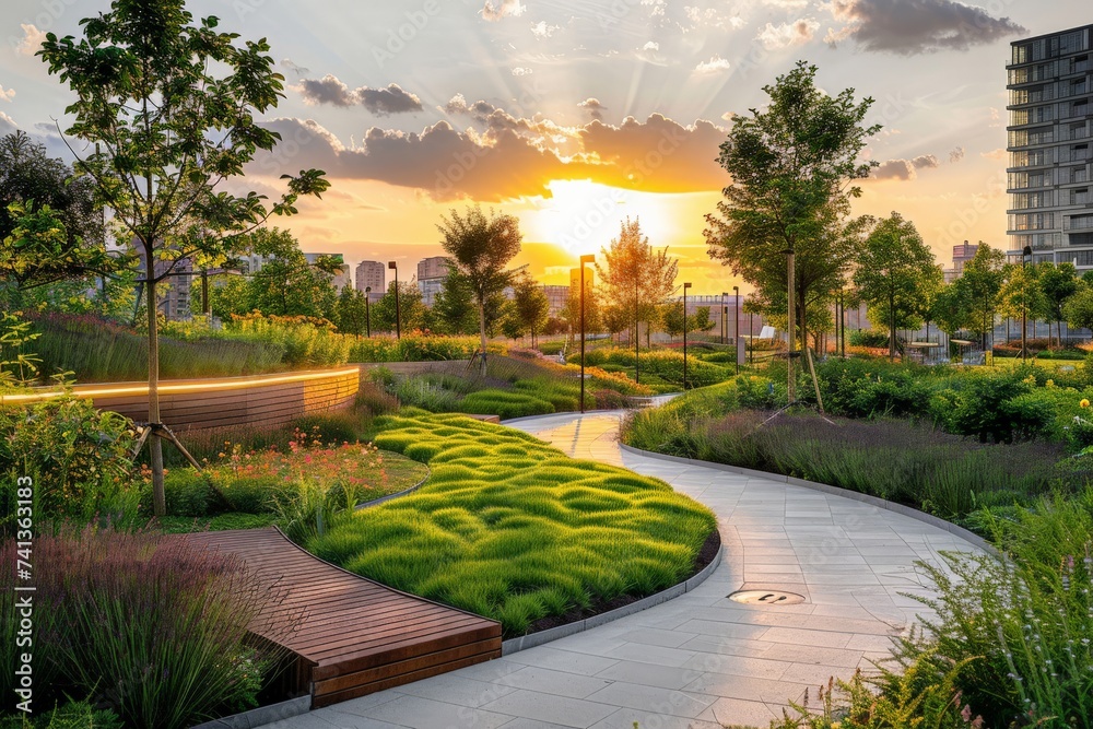 Innovative mixed-use development, terraced design with public green ...