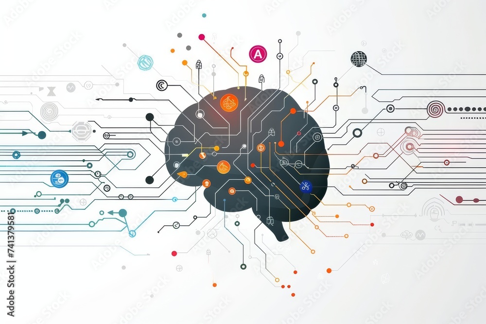AI Brain Chip simd. Artificial Intelligence neurochemistry mind immunohistochemistry axon ...