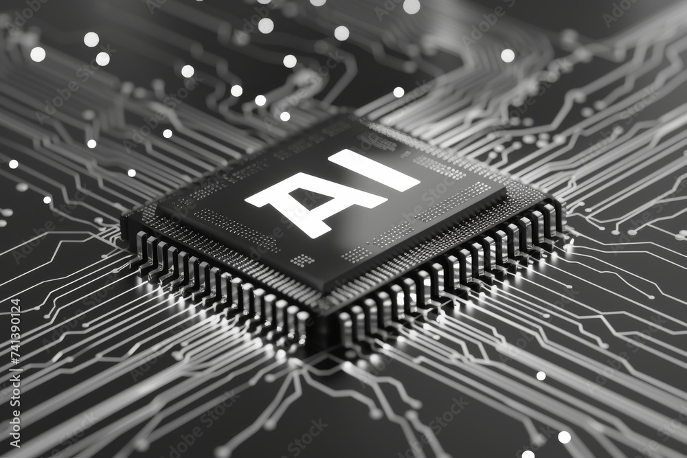 AI Brain Chip big data. Artificial Intelligence quantum resistant algorithm mind broca area axon ...