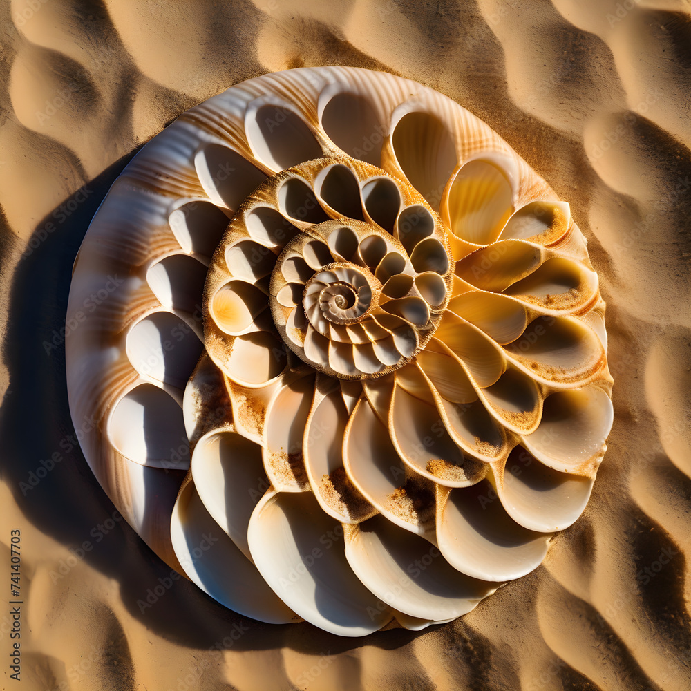 Nautilus Shell on Sandy Beach Stock Photo | Adobe Stock