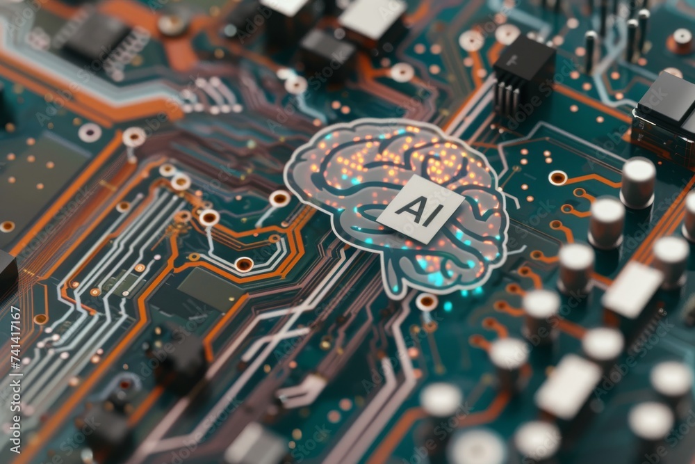 Ilustración de Stock AI Brain Chip future trend. Artificial ...