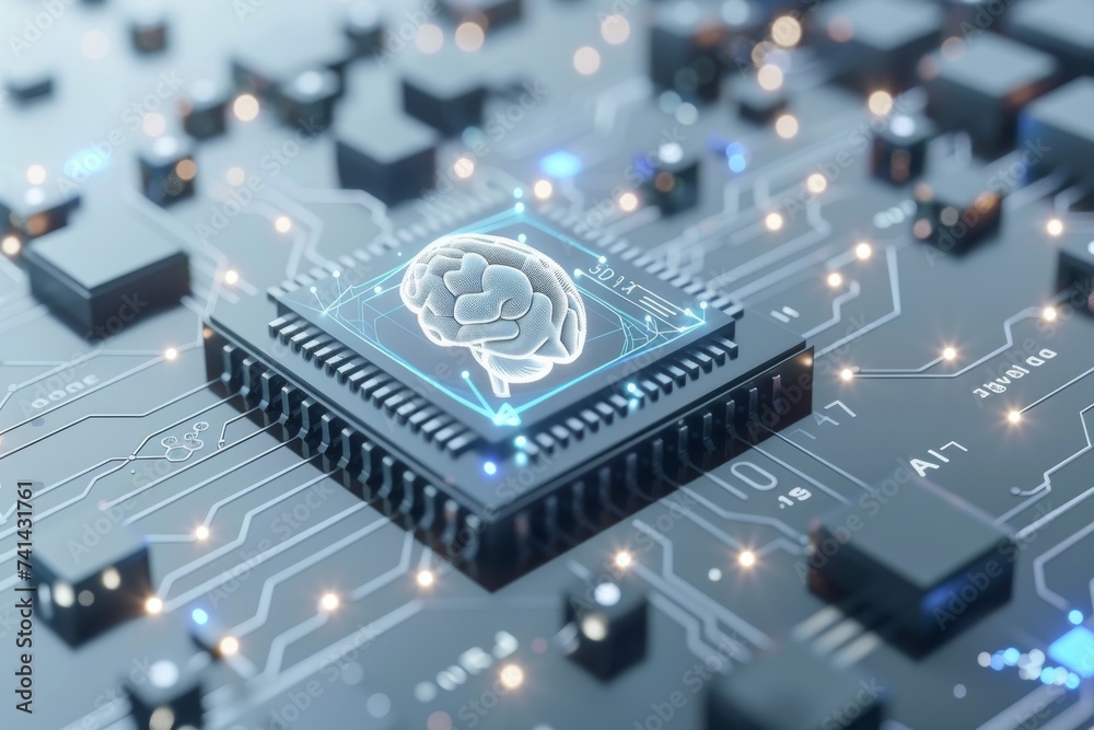 AI Brain Chip neuromorphic processor. Artificial Intelligence implantable neural stimulators ...