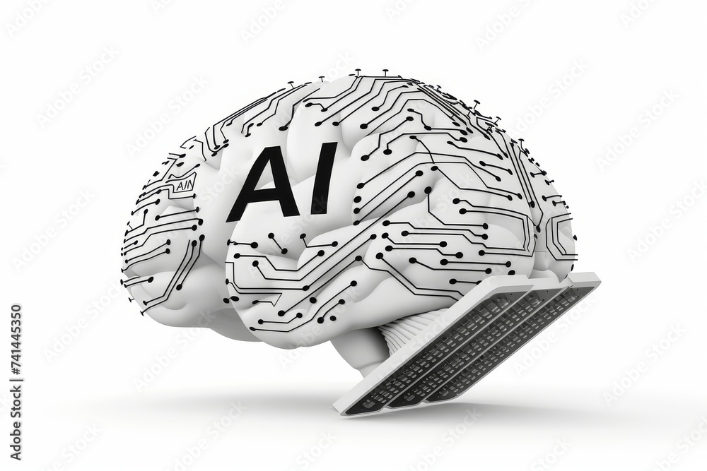 AI Brain Chip brain inspired computing innovation. Artificial Intelligence neural signal ...
