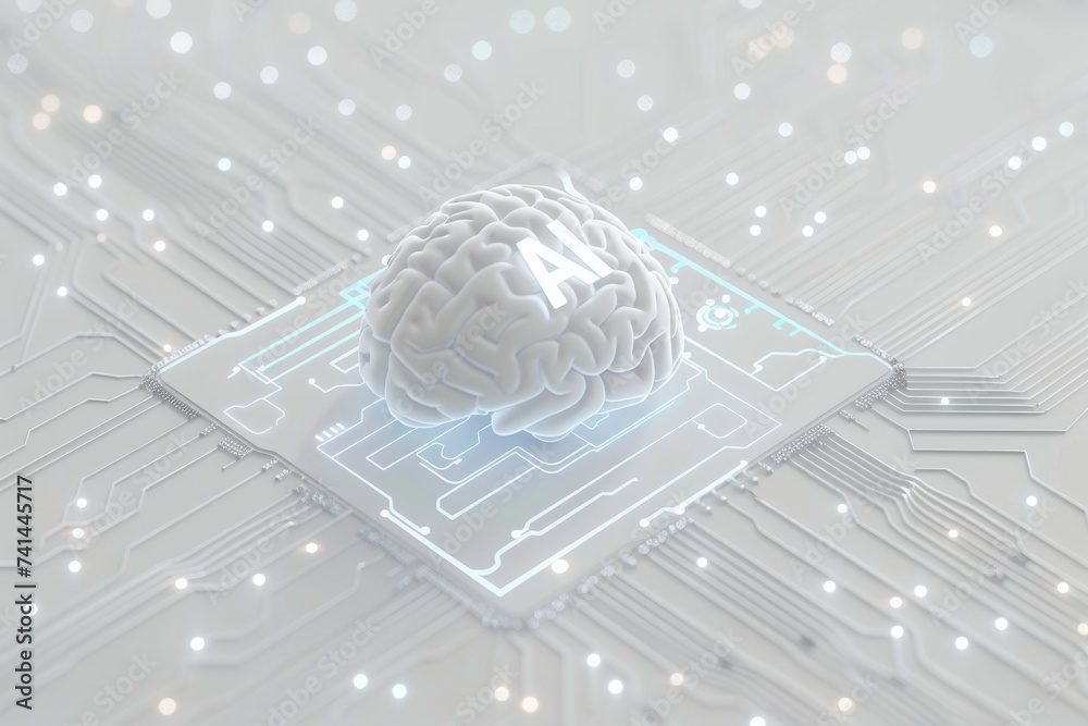 AI Brain Chip dti. Artificial Intelligence action potential mind neon ...