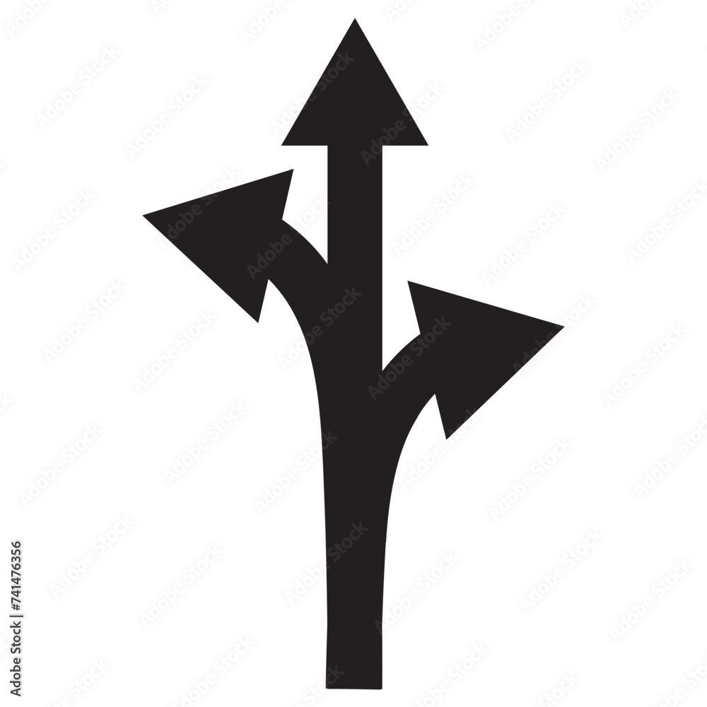 Choice between three roads icons. Three-way directional arrow ...