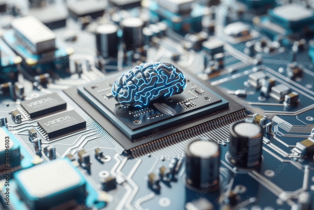 AI Brain Chip mental clarity. Artificial Intelligence health monitoring ...