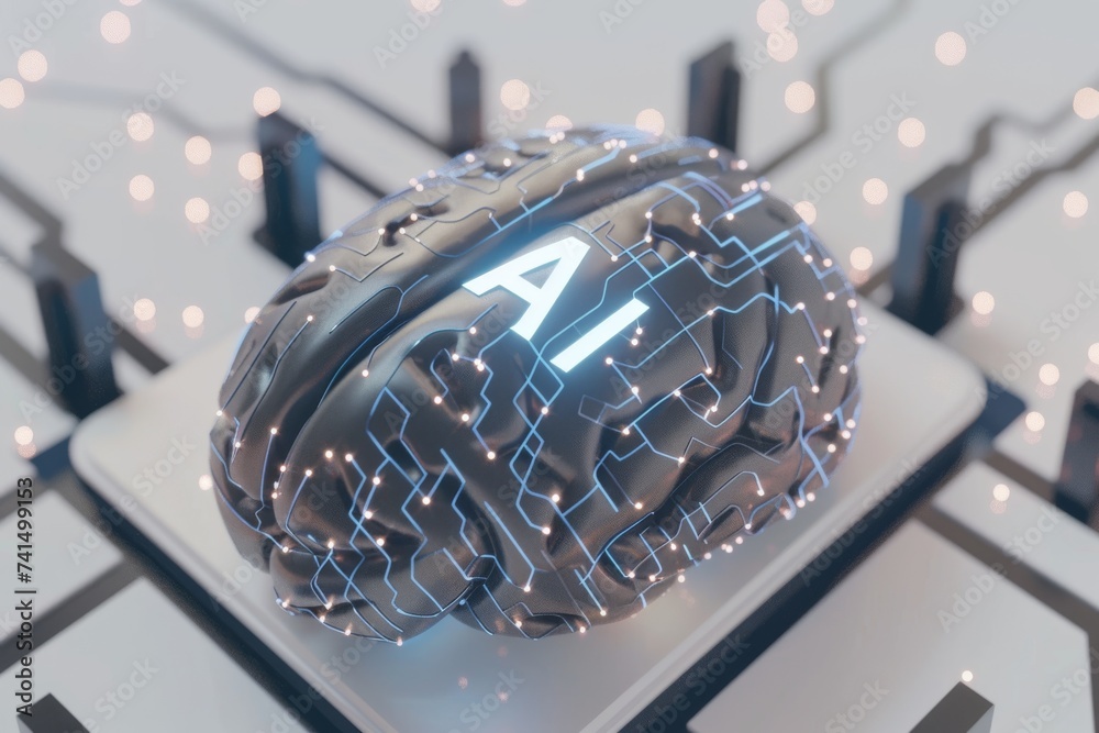 AI Brain Chip synaptic tagging. Artificial Intelligence visual feedback ...