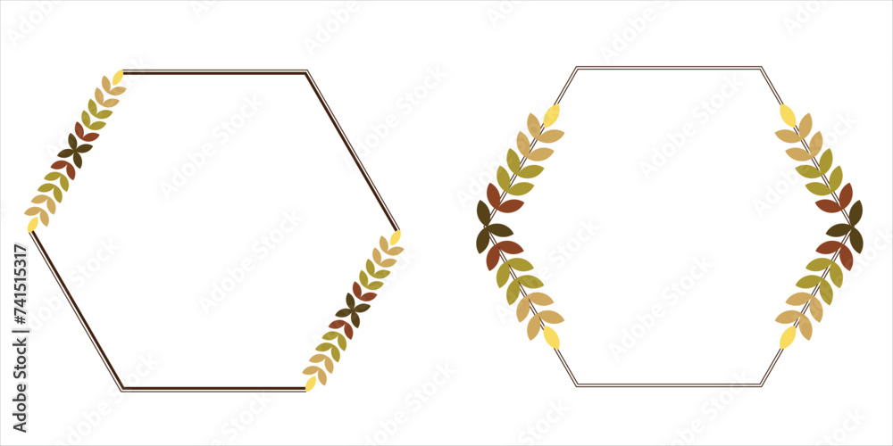 Simple polygon border frame with autumn leaves colors vector clipart 7 ...