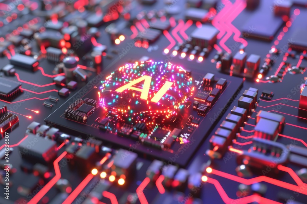 AI Brain Chip titanium sapphire laser. Artificial Intelligence mental ...